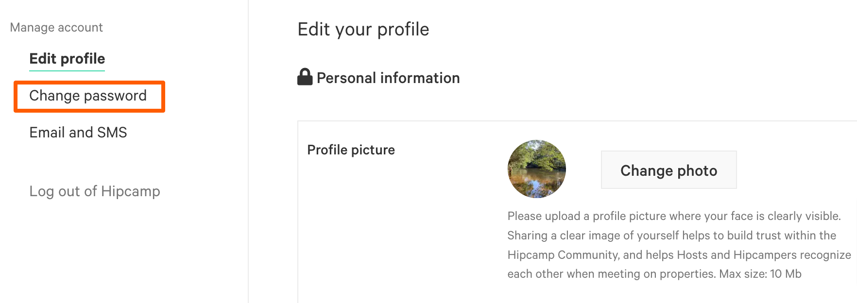 How do I change my password? – Hipcamp Help
